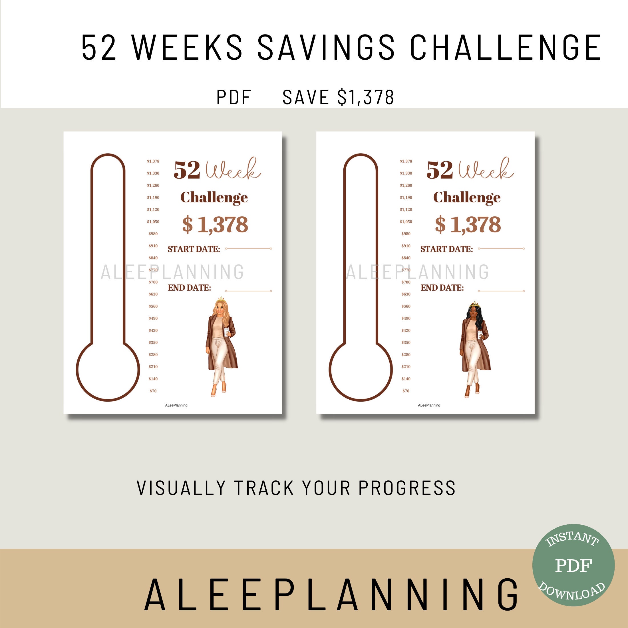 52 Week Savings Challenge Printable 52 Week Challenge Chart 52 Week ...