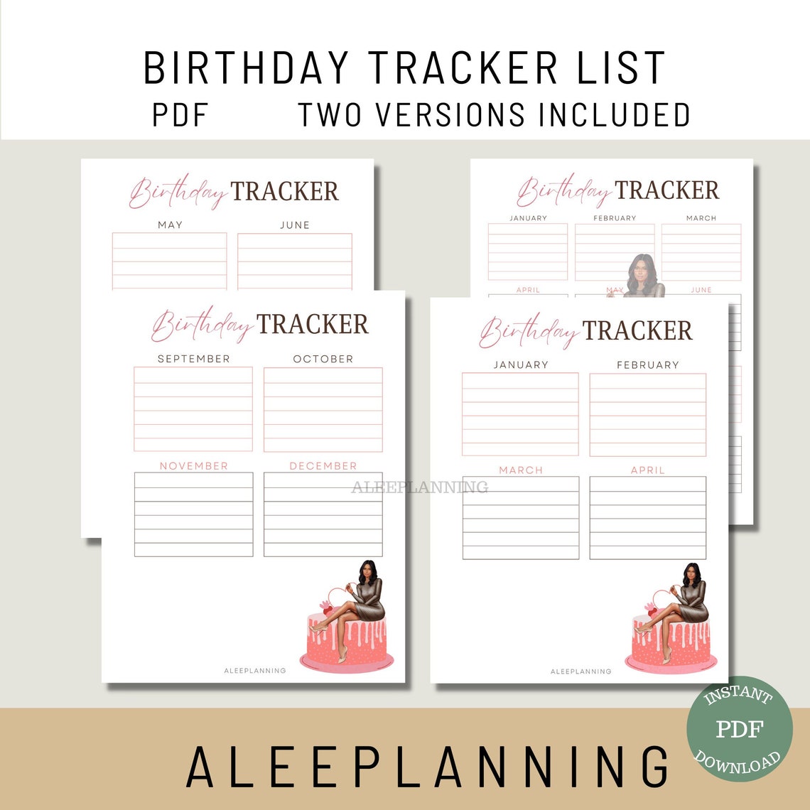 Pink Birthday Tracker Printable Birthday Calendar Birthday - Etsy