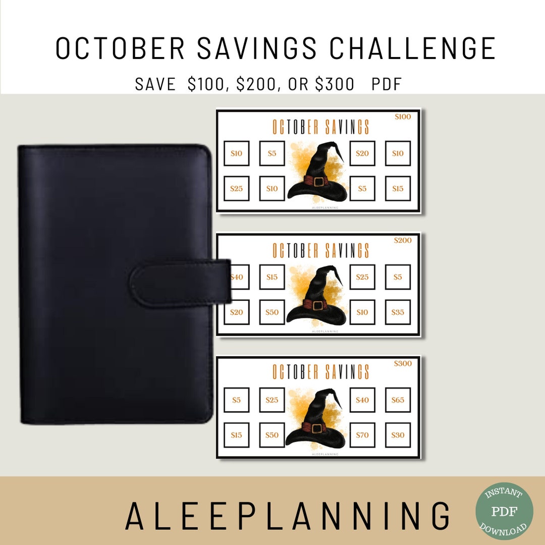 October Savings Challenge A6 Binder Inserts Mini Savings Tracker Low ...