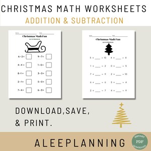 Math Worksheet Elementary | Christmas Math| Addition | Subtraction ...
