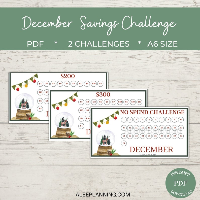 December Savings Challenge Printable A6 winter Mini Savings - Etsy