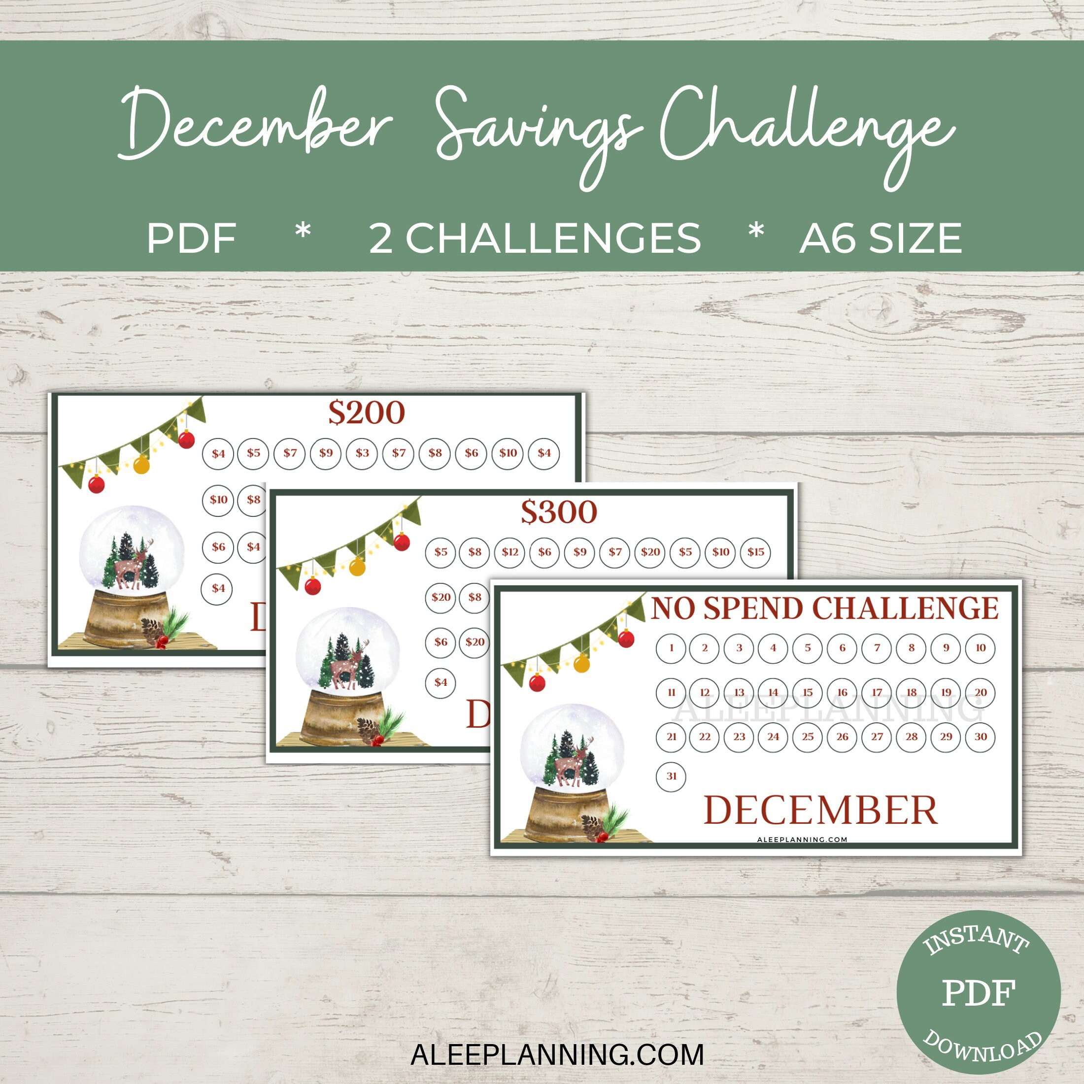 December Savings Challenge Printable A6 winter Mini Savings Tracker PDF ...