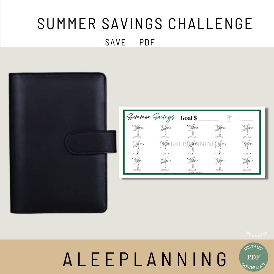 Summer Savings Challenge Mini | A6 Savings |printable| Color and Save ...