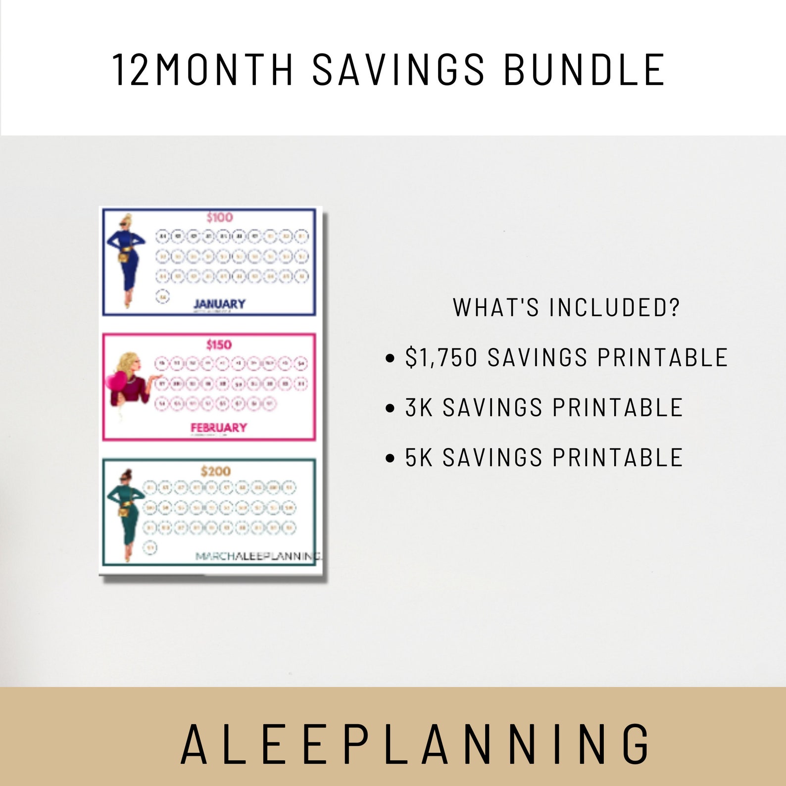 12 Months Savings Challenge Bundle12 Month Savings Tracker - Etsy