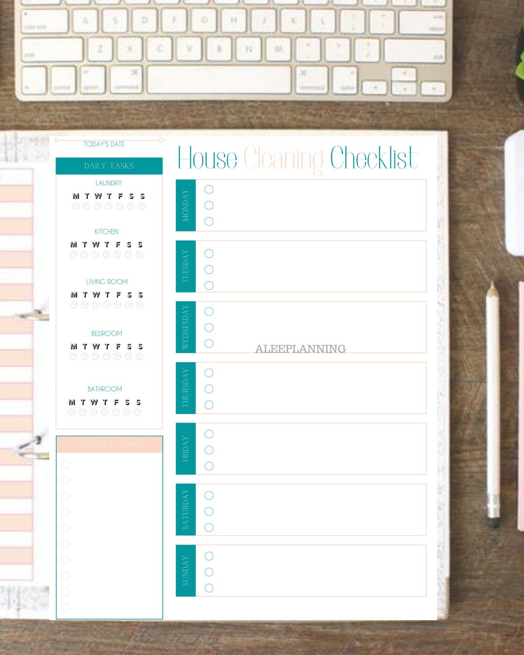 Cleaning Planner Bundle: Weekly & Daily Home Checklist (PDF Printable ...