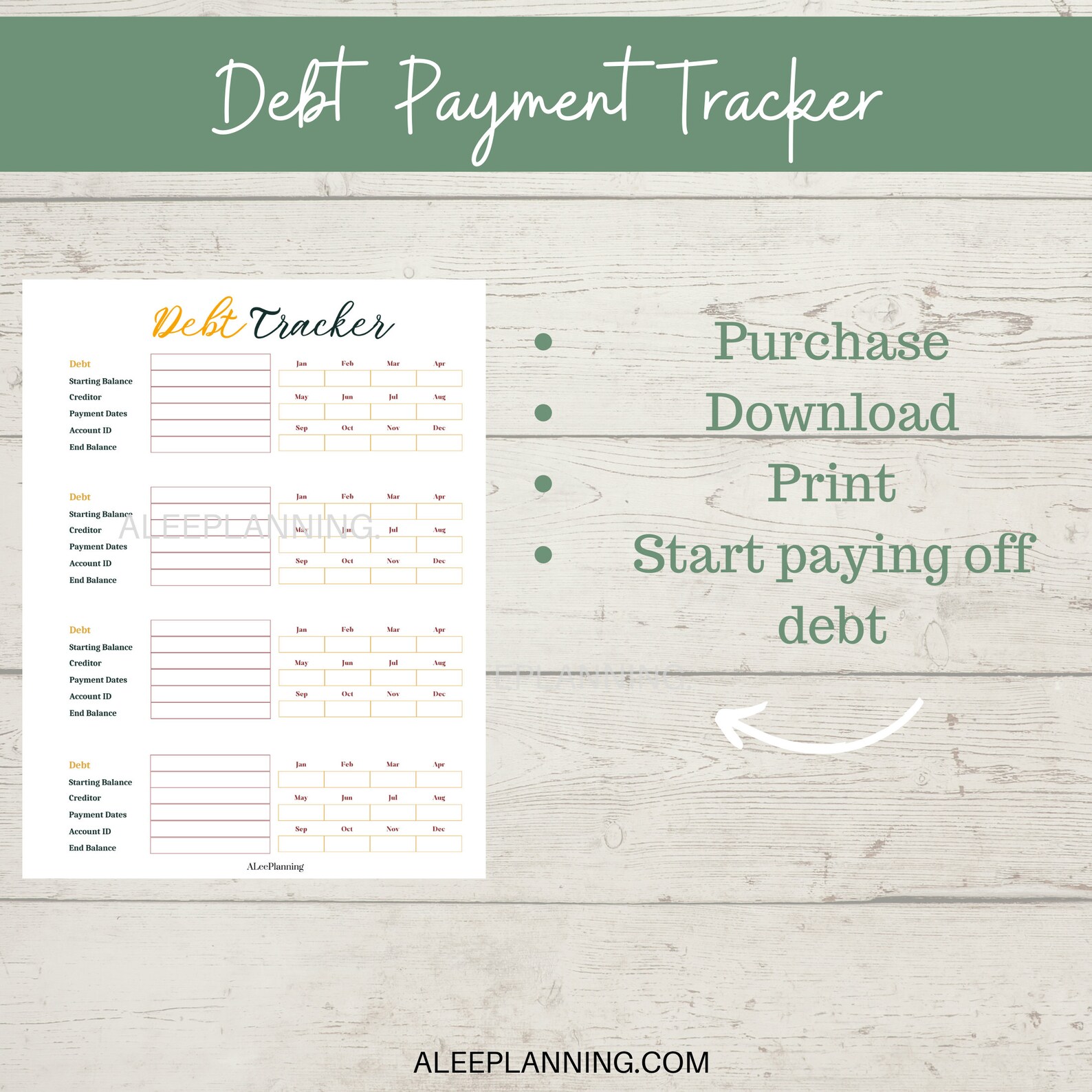Visual Debt Tracker Debt Payment Tracker Printable Bundle Debt ...