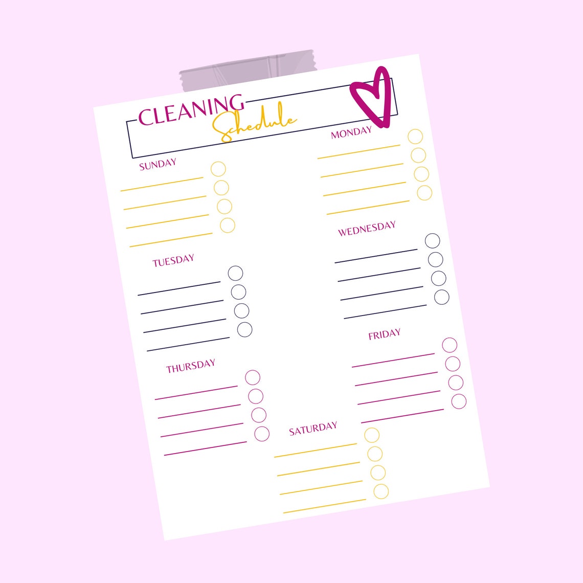 House Chore List Cleaning Schedule Printable Home Cleaning - Etsy