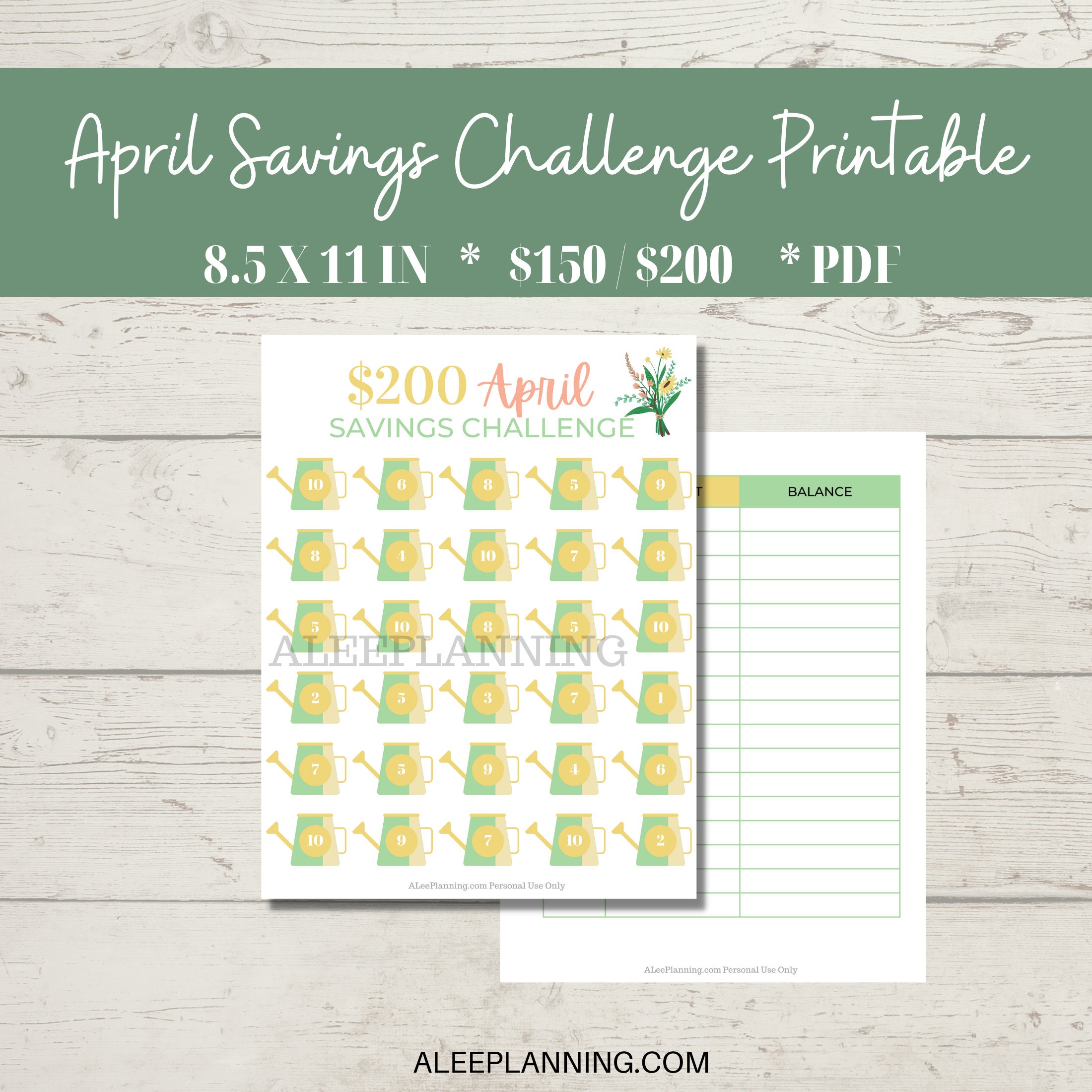 April Money Savings Challenge Savings Tracker Spring Savings April ...