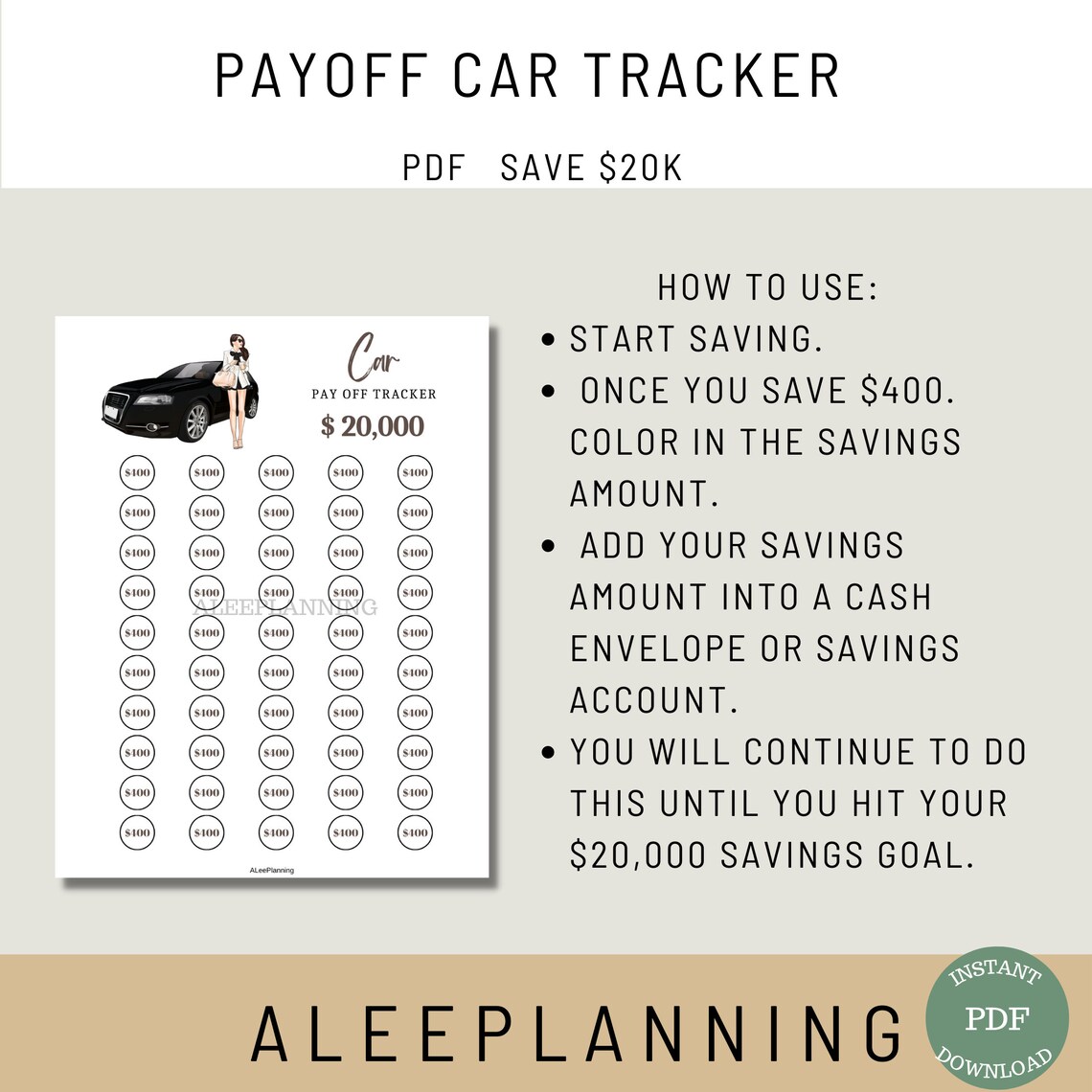 20K Car Payoff Tracker: Debt Thermometer Printable (PDF) - Etsy