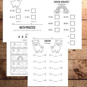 Elementary Math Worksheet Printable Llama Children Math - Etsy