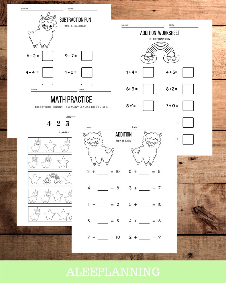Elementary Math Worksheet Printable Llama Children Math - Etsy