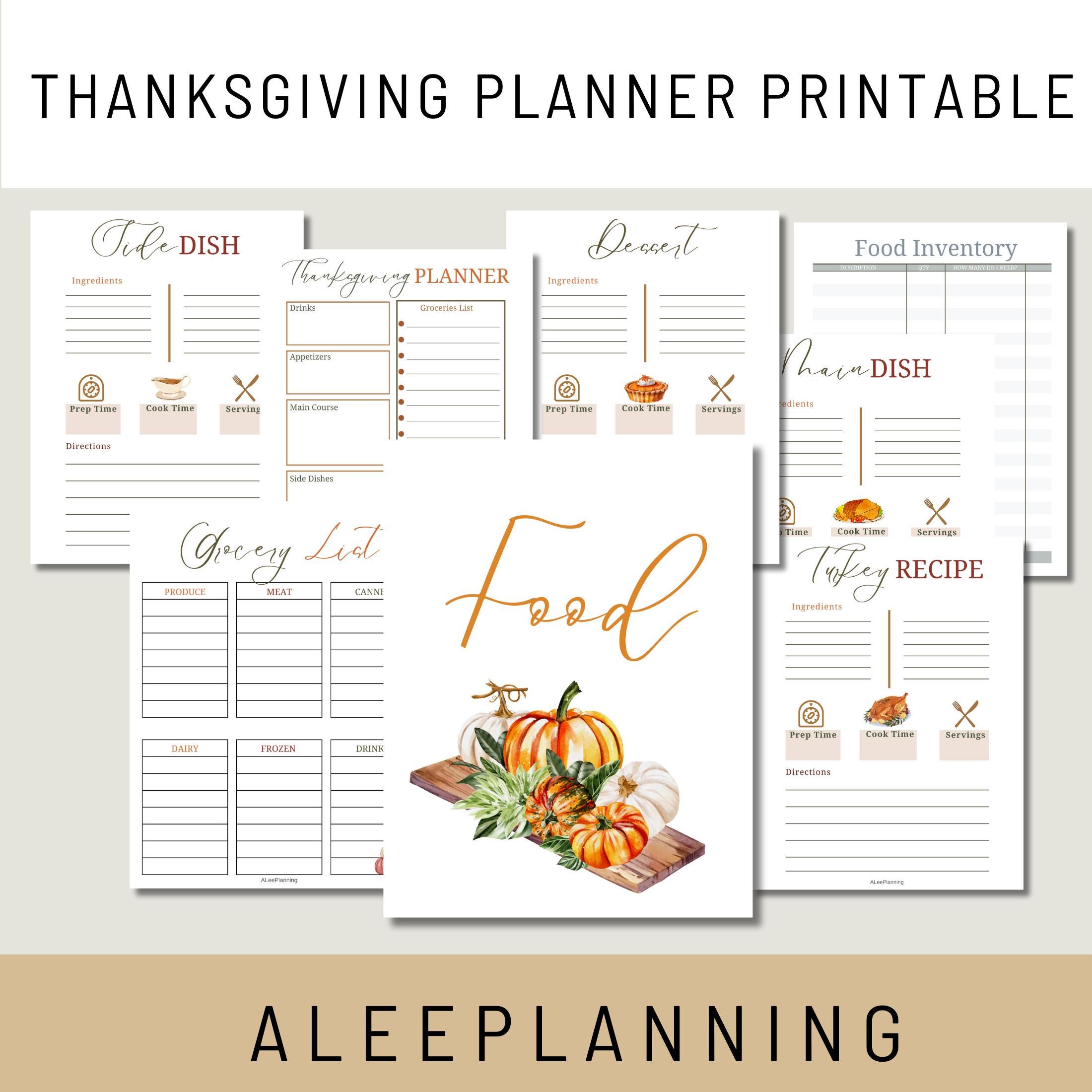 Thanksgiving Planner Bundle: Printable Meal Planning, Budget, Lists ...