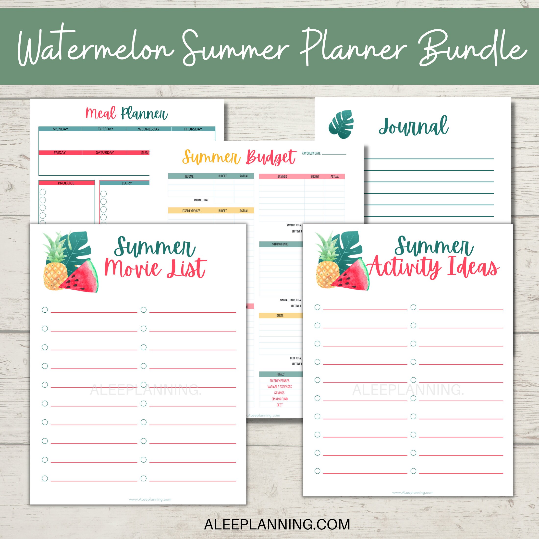 Watermelon Summer Planner Printable Summer Activity Planner - Etsy