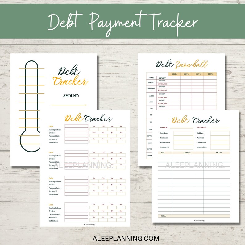Visual Debt Tracker Debt Payment Tracker Printable Bundle Debt ...