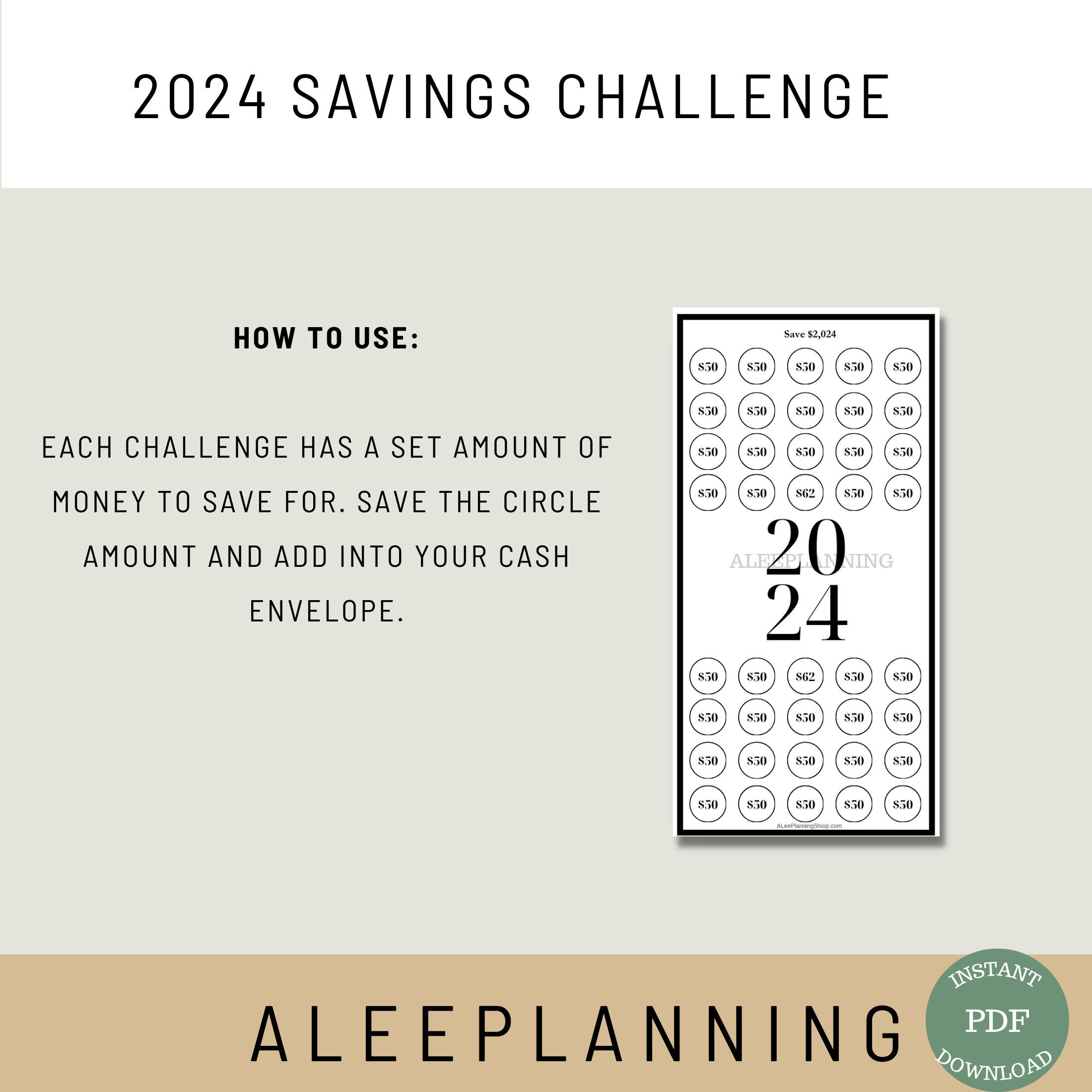 2024 Savings Challenge Bundle 2024 Savings Tracker Mini Savings ...