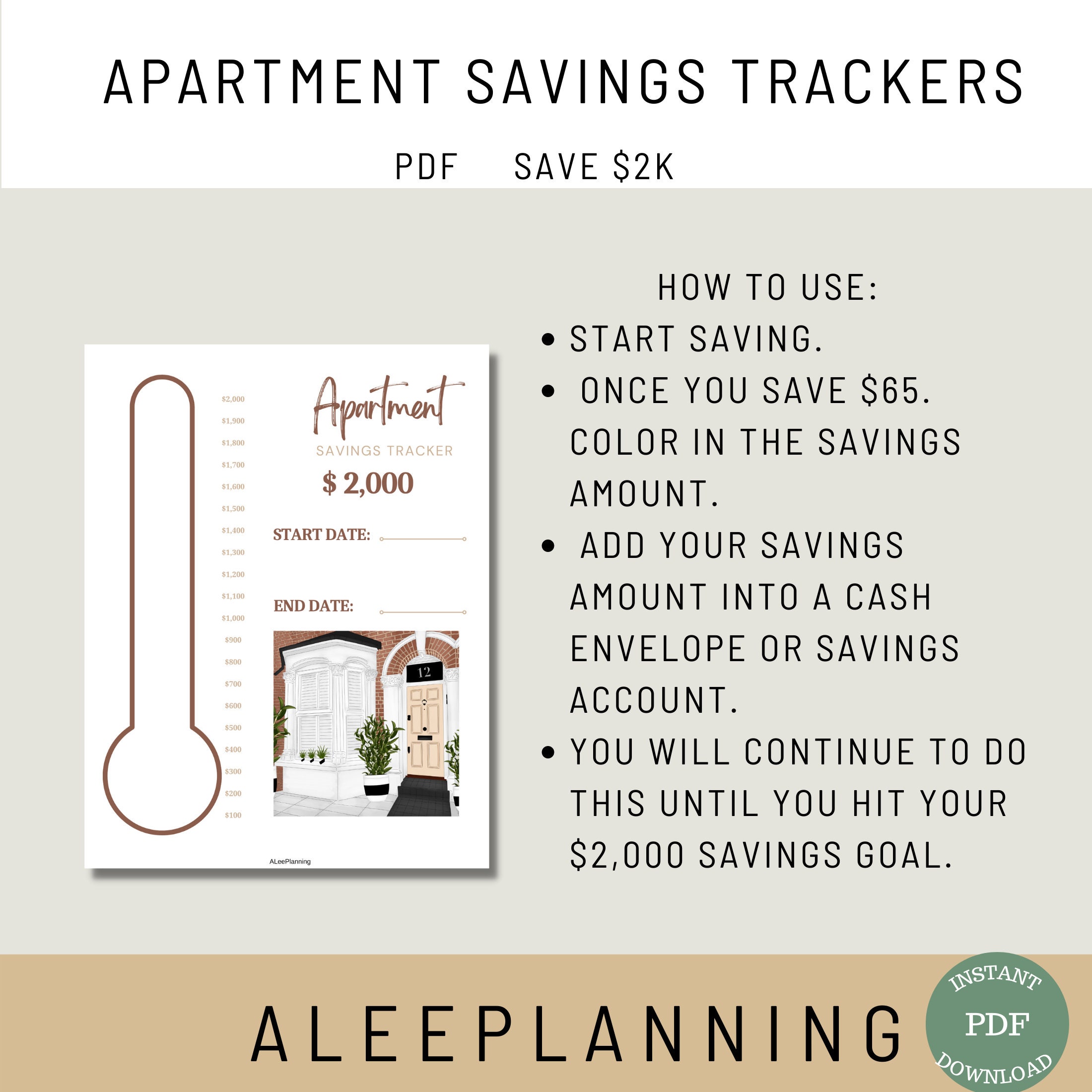 Apartment Savings Tracker 2k Sinking Fund Printable Apartment ...