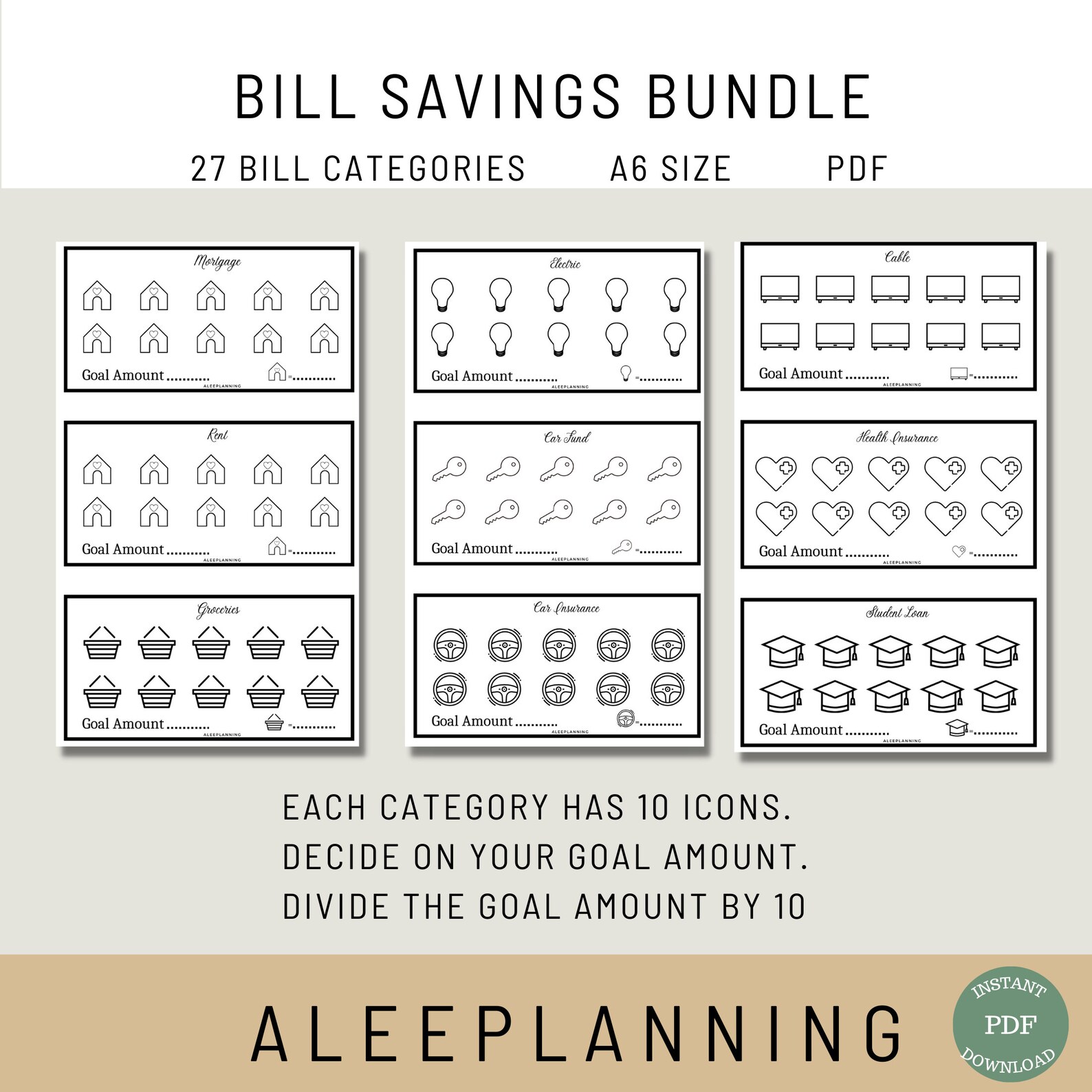 Cash Envelope Bills Bill Binder A6 Printable Budget Binder - Etsy