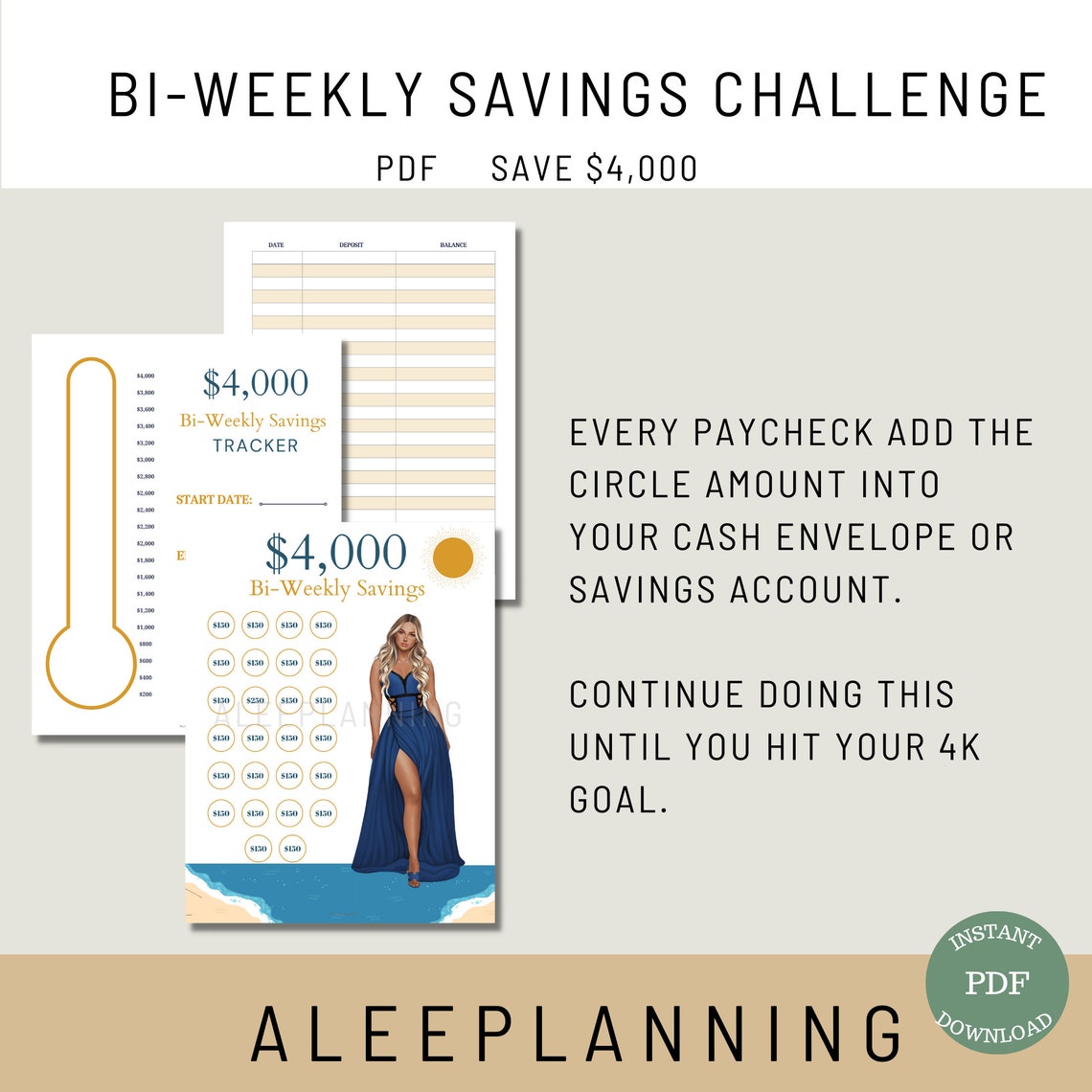 4K Savings Challenge: Bi-weekly Money Tracker (PDF) - Etsy