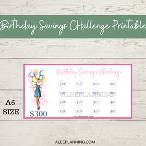 Birthday Savings Challenge A6 Insert | Birthday Fund | Goal Tracker ...