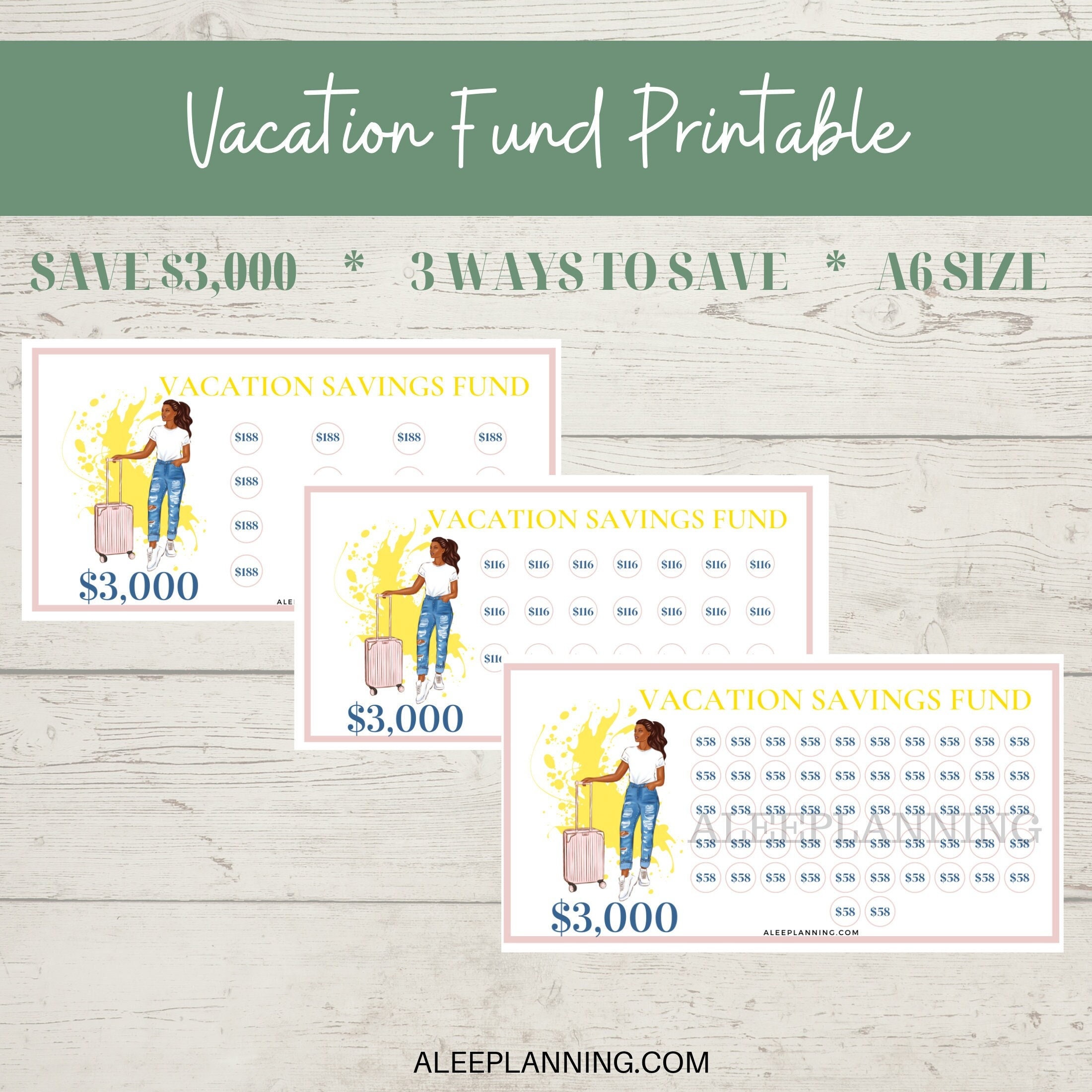 3K Vacation Savings Fund Travel Fund money A6 Bindera6 Savings Tracker ...