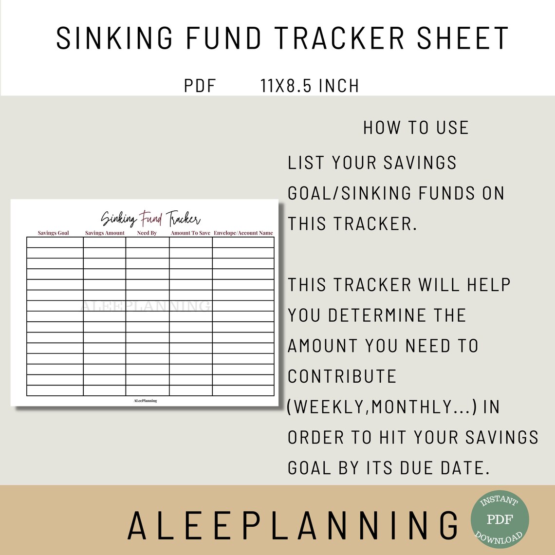 Sinking Funds Tracker Sheet Printable Savings Logsavings Goal ...