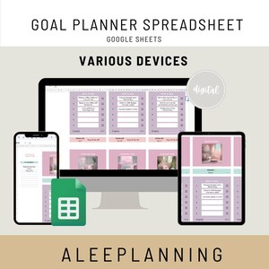 Goal Planner Spreadsheet Aesthetic Pastel Goal Setting Women Goal Sheet ...