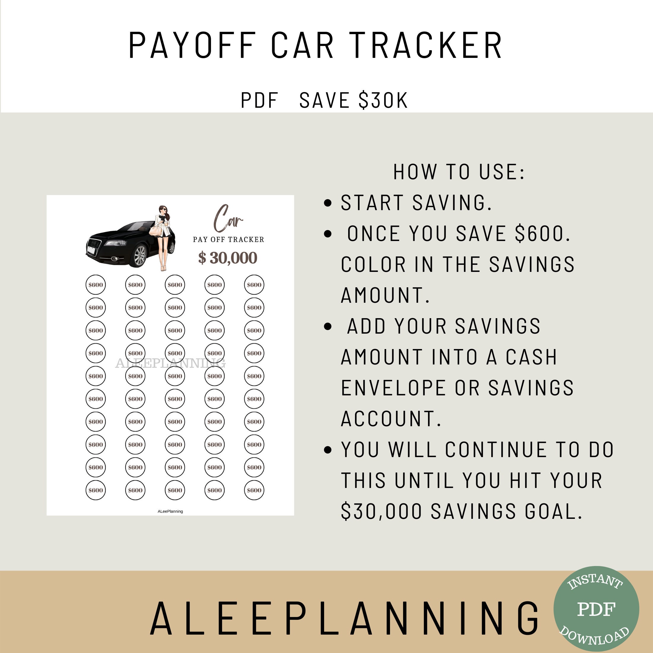 30K Car Pay off Tracker 30,000 Car Tracker Car Loan Pay off Printable ...