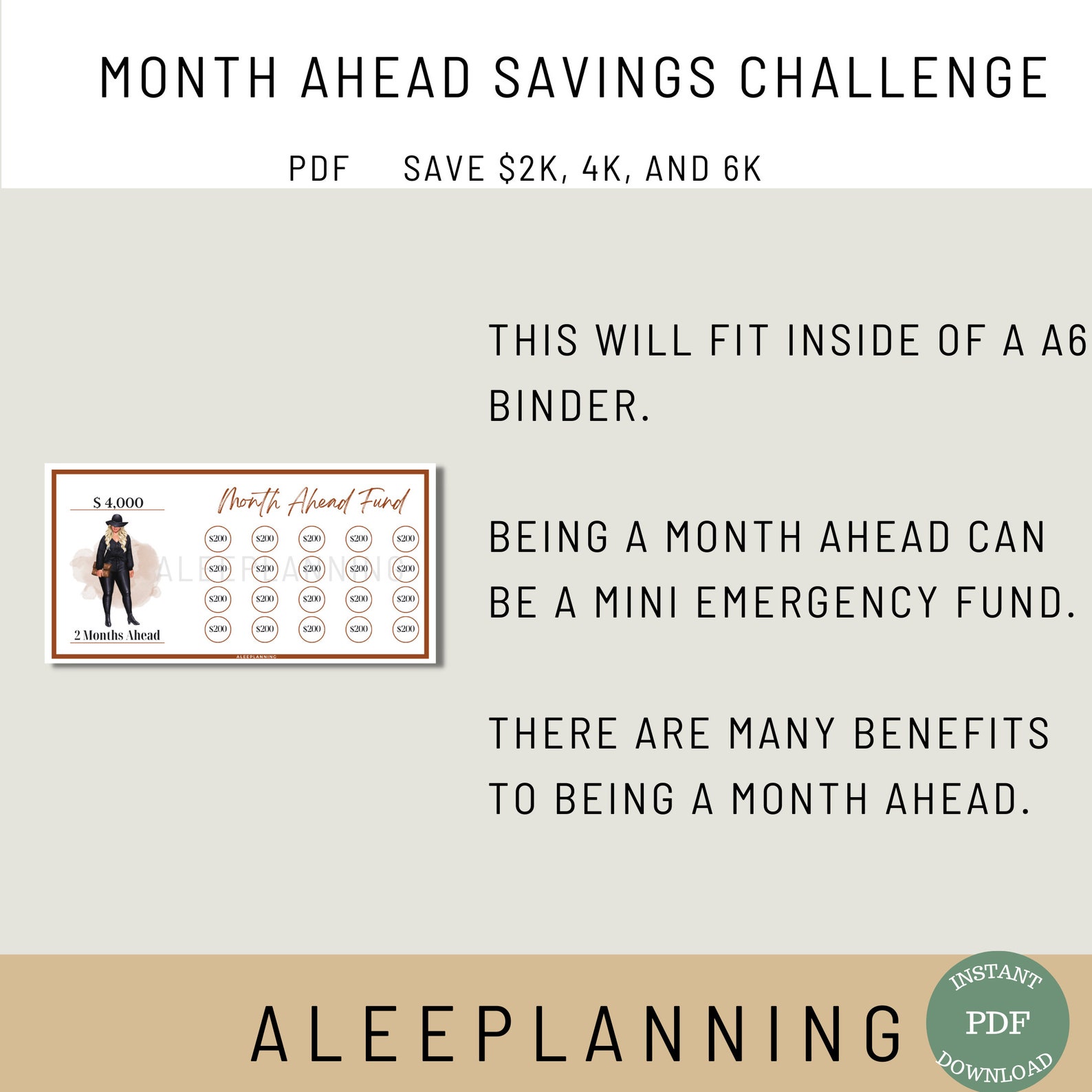 Month Ahead Savings Challenge Printable Cash Envelope A6 - Etsy
