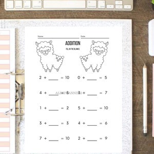 Elementary Math Worksheet Printable Llama Children Math - Etsy
