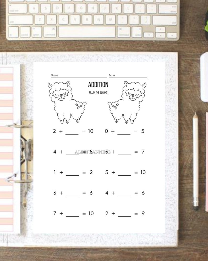 Elementary Math Worksheet Printable Llama Children Math - Etsy