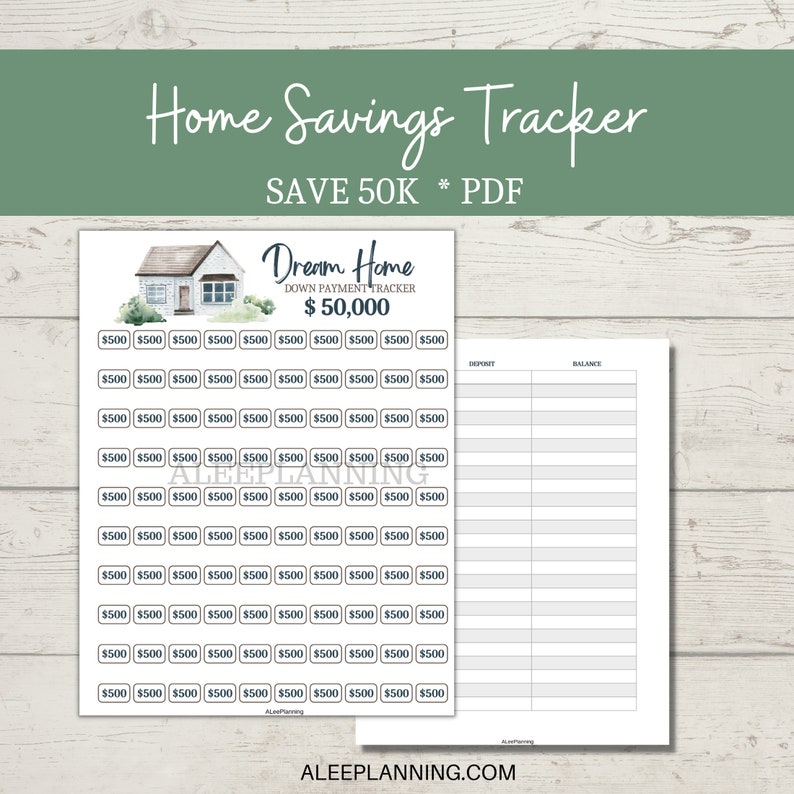 Home Savings Tracker 50K: Dream House Fund (PDF Printable) - Etsy