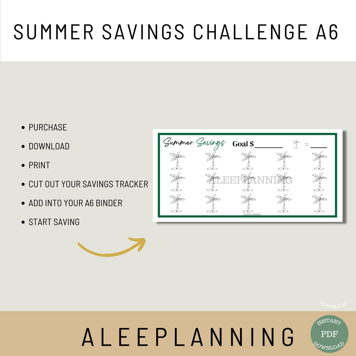 Summer Savings Challenge Mini A6 Savings printable Color and Save ...