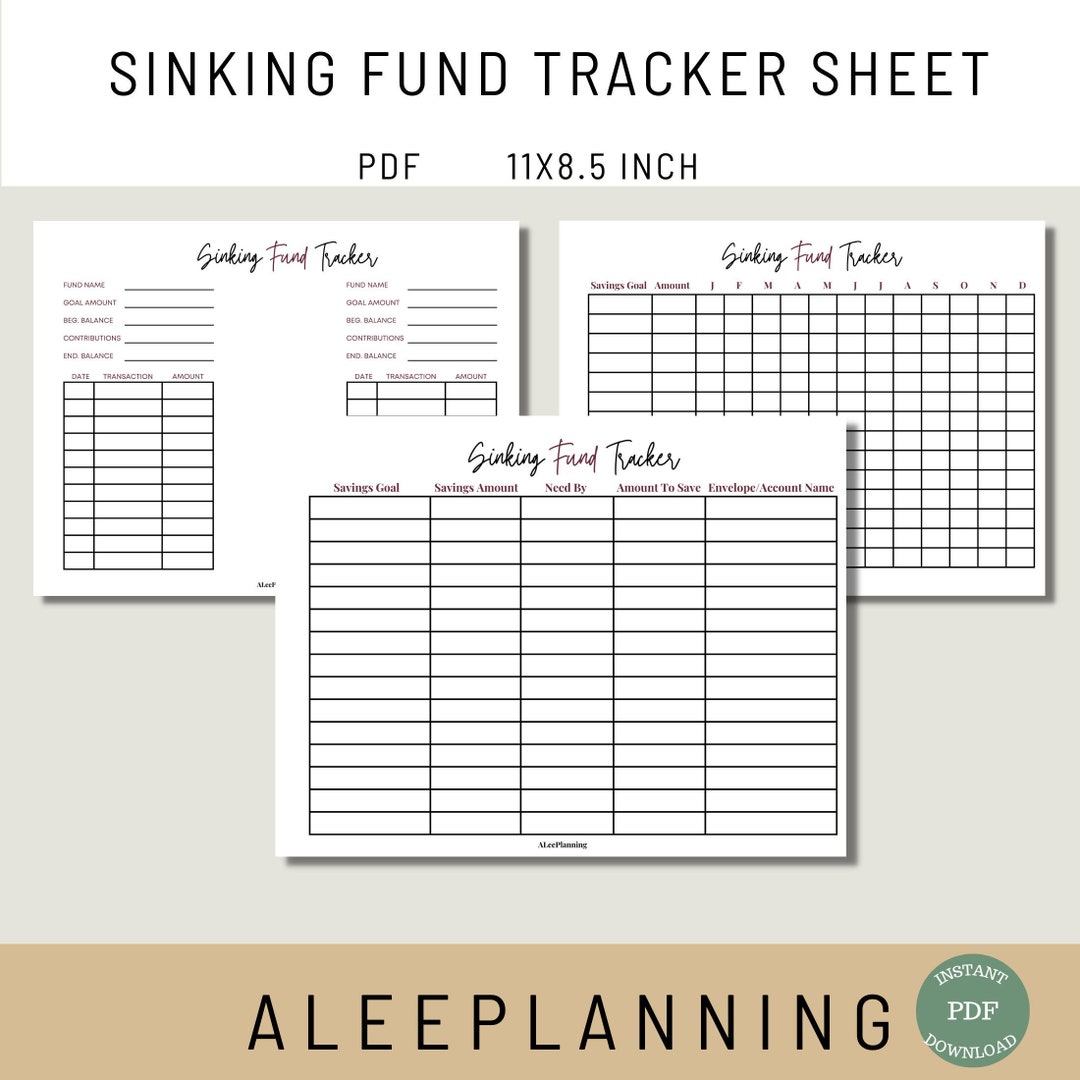 Sinking Funds Tracker Sheet Printable| Savings Log|savings Goal Sheet ...