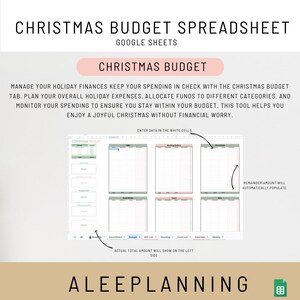 Christmas Planner Spreadsheet: Holiday Budget & Gift Tracker (google ...