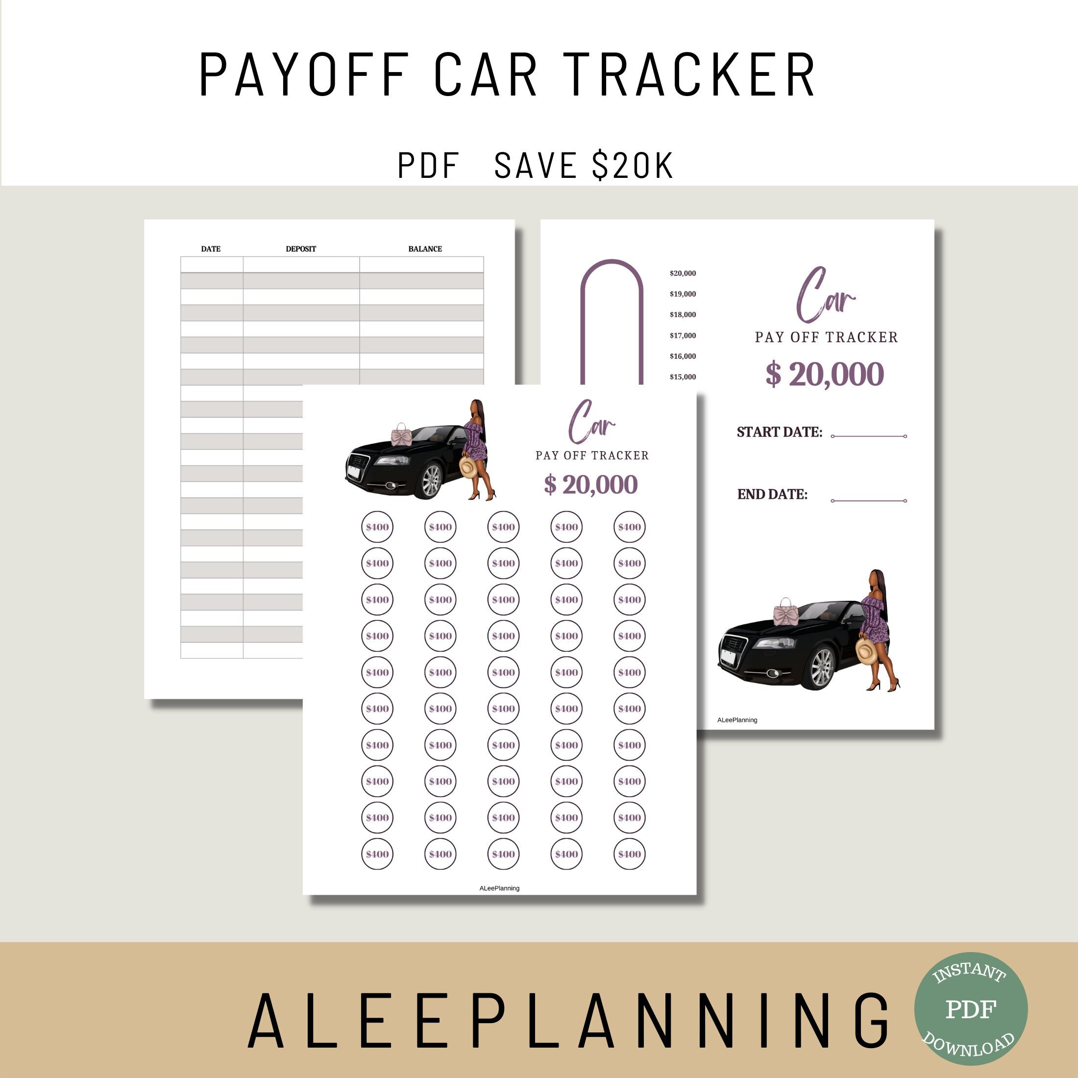 Car Payment Tracker 20K Car Payoff Tracker Car Loan Pay - Etsy