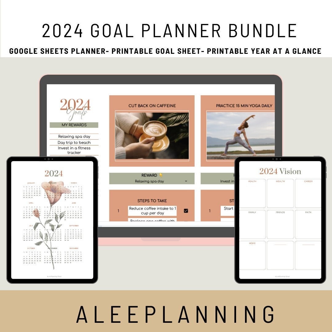 2024 Goal Planner Bundle Goal Spreadsheet Goal Tracker New Year Goal ...