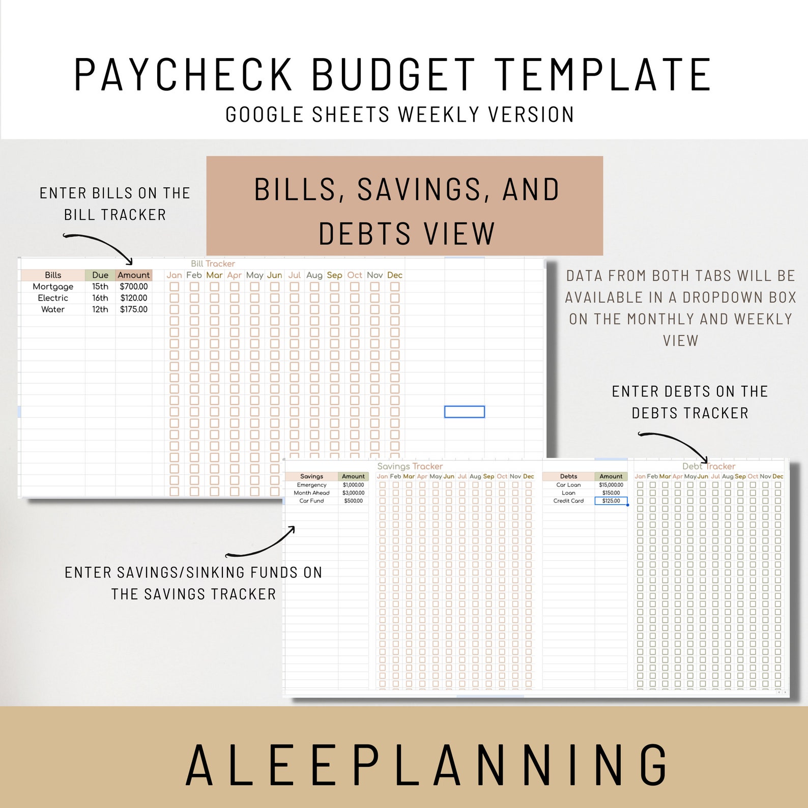 Weekly Paycheck Budget Spreadsheet: Google Sheets Template (digital ...