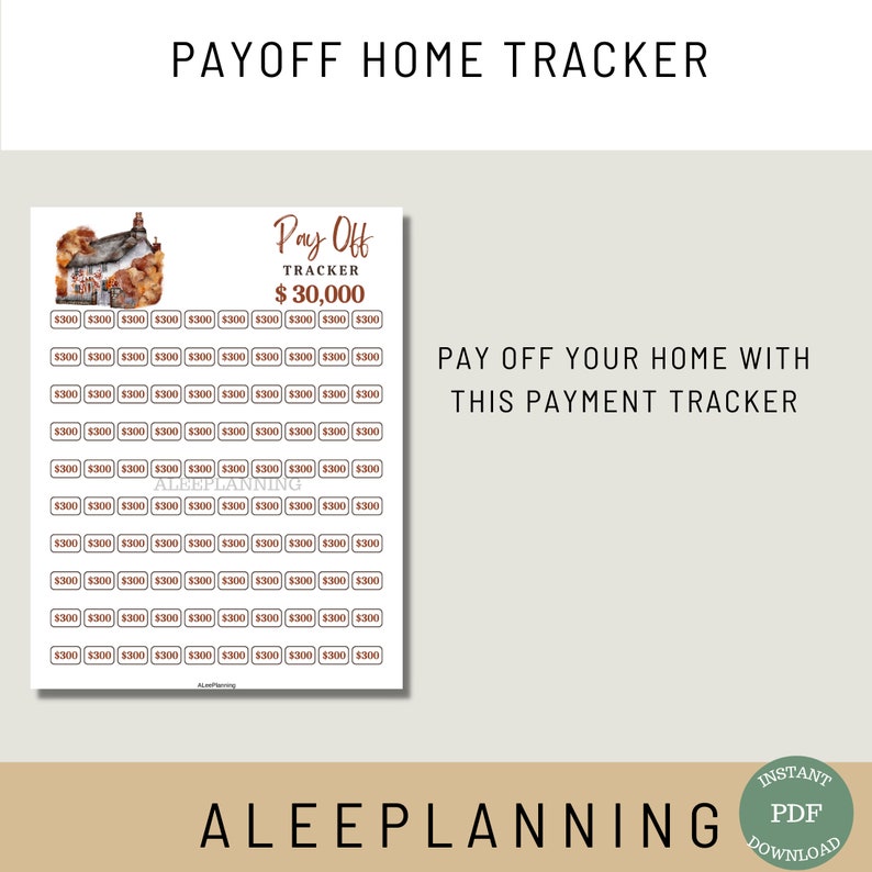 30K Home Payoff Tracker Printable House Debt Tracker Mortgage Payoff ...