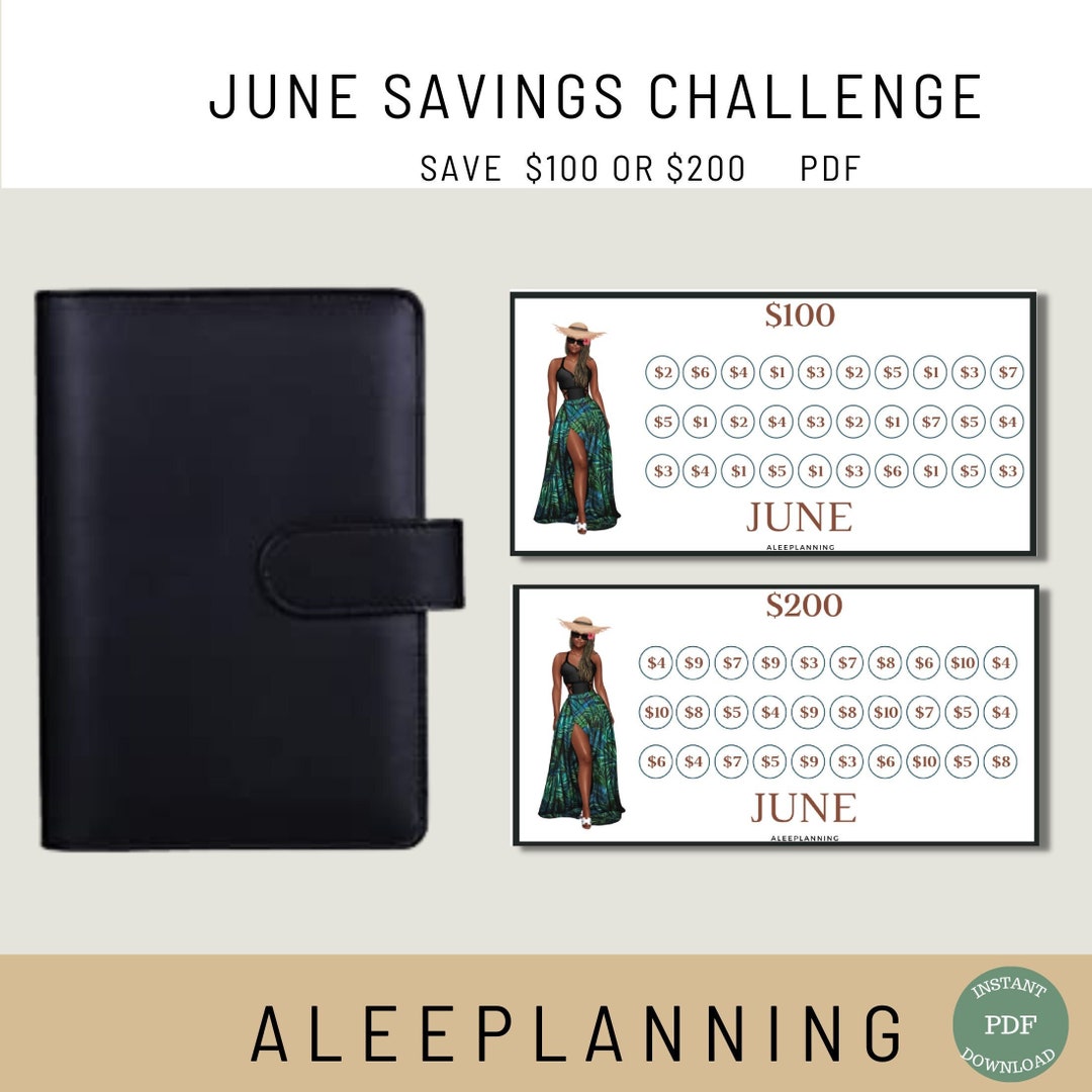 June Summer Savings Challenge June Tracker 100 Savings 200 Savings ...