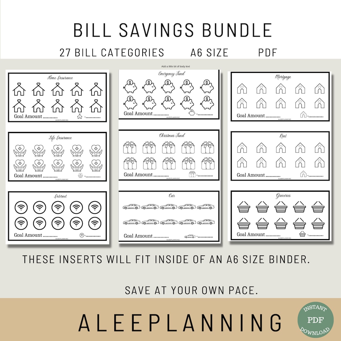 Cash Envelope Bills Bill Binder A6 Printable Budget Binder - Etsy