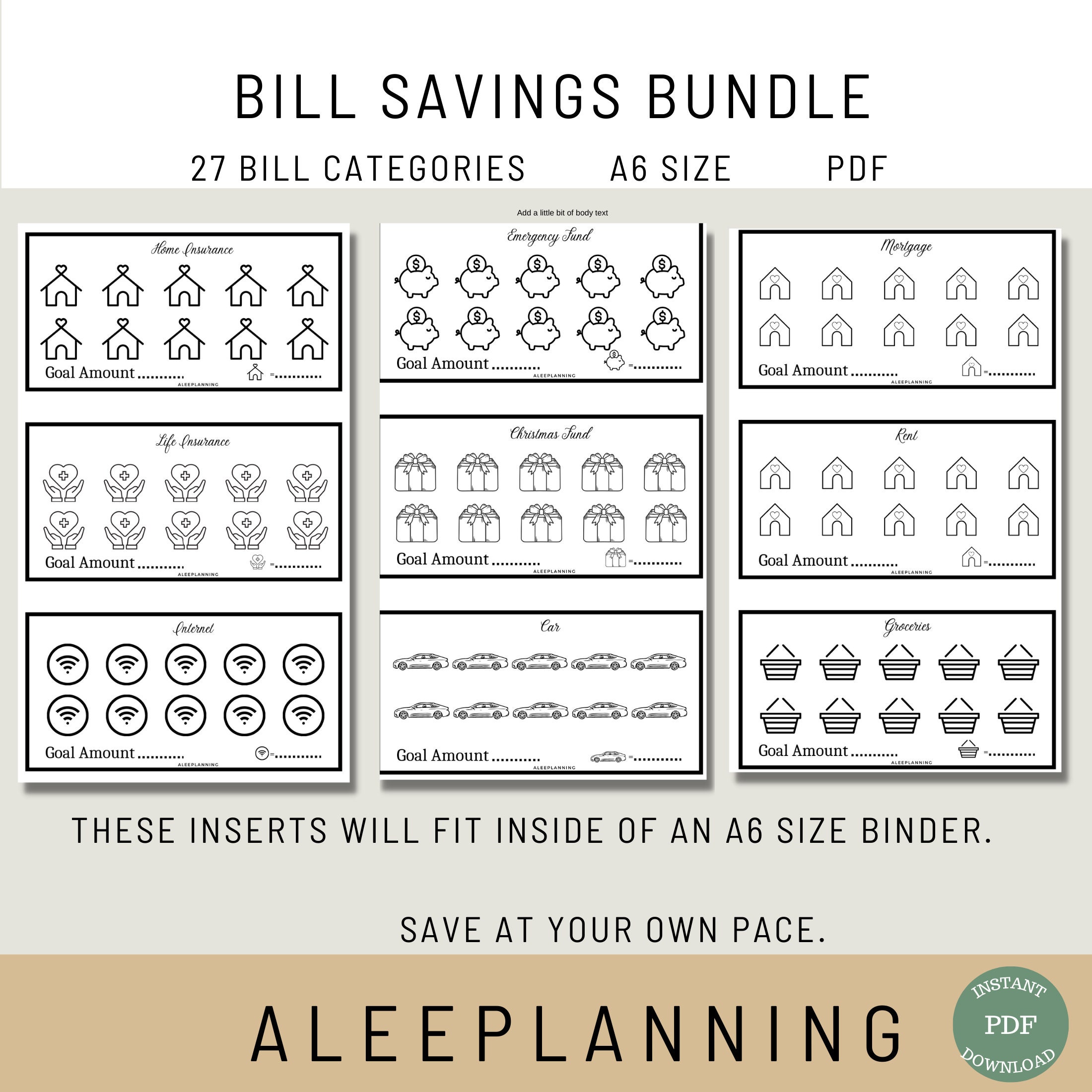 Cash Envelope Bills Bill Binder A6 Printable Budget Binder - Etsy