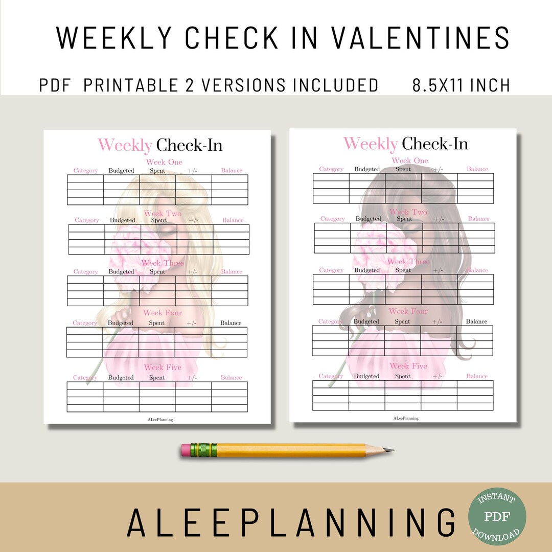 Weekly Transaction Log| Weekly Check in Budget | Weekly Expenses|pink ...