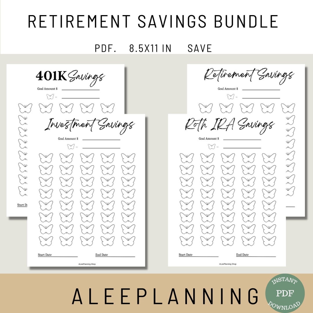 Retirement Savings Bundle Roth IRA Savings Tracker Printable 401k ...