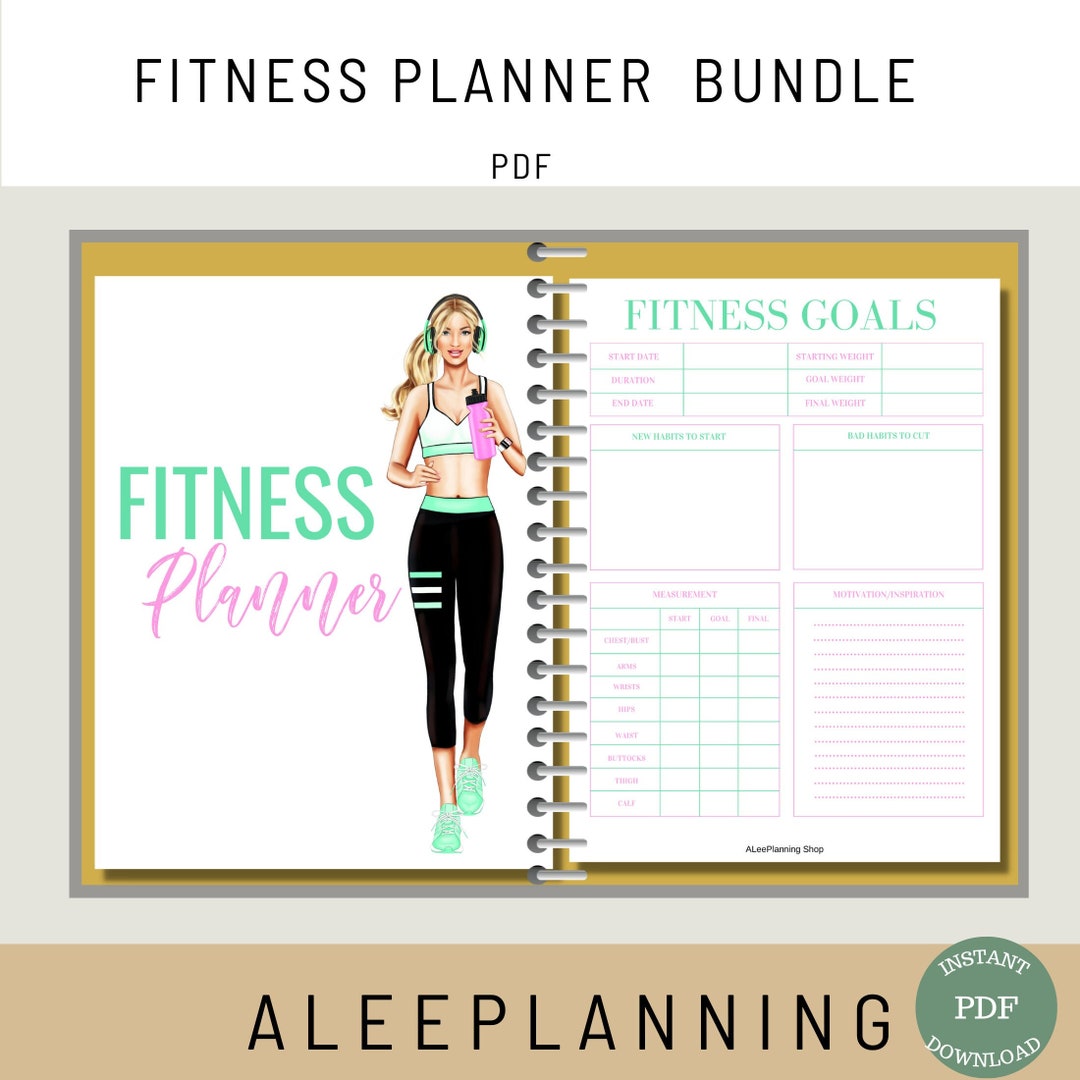 Pink Fitness Planner Bundle: Weight Loss, Wellness Tracker (PDF) - Etsy