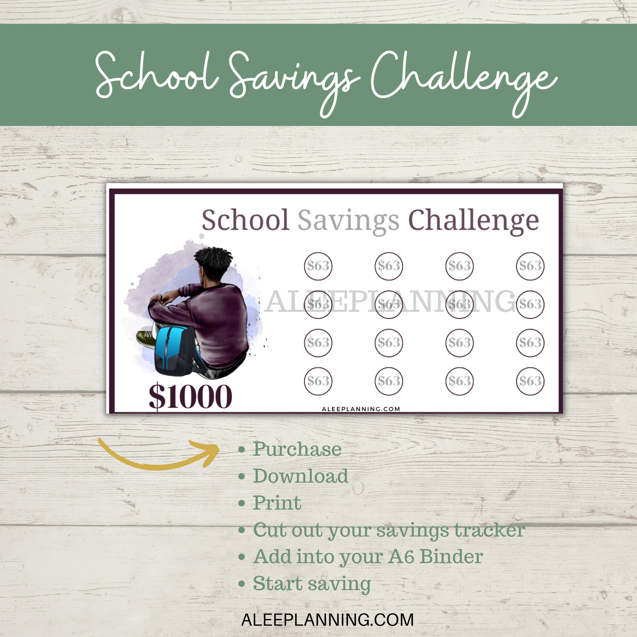 School Savings Fund| Teen Savings| Back to School Savings Challenge A6 ...