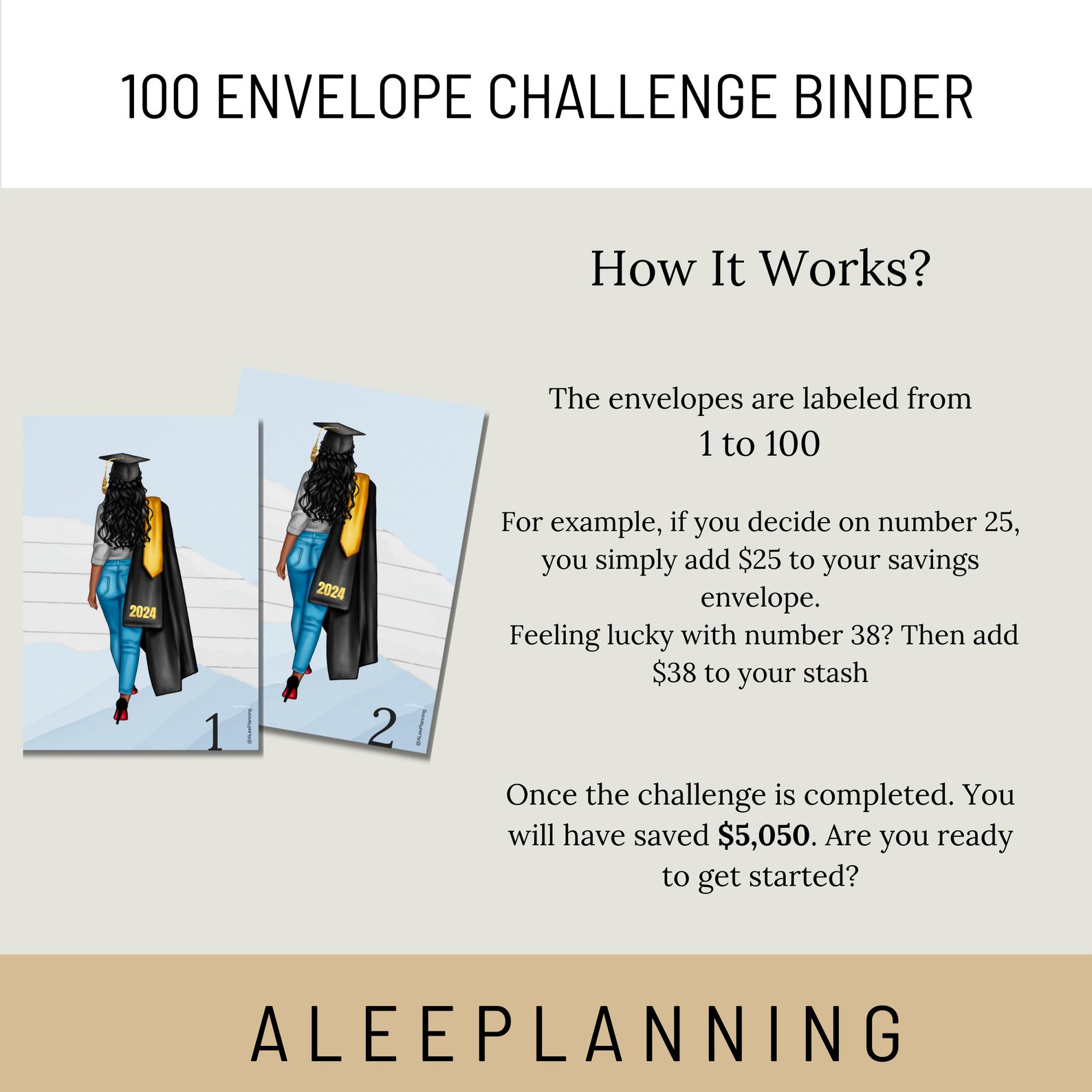 100 Envelope Savings Challenge Graduation Savings 5050 Savings ...