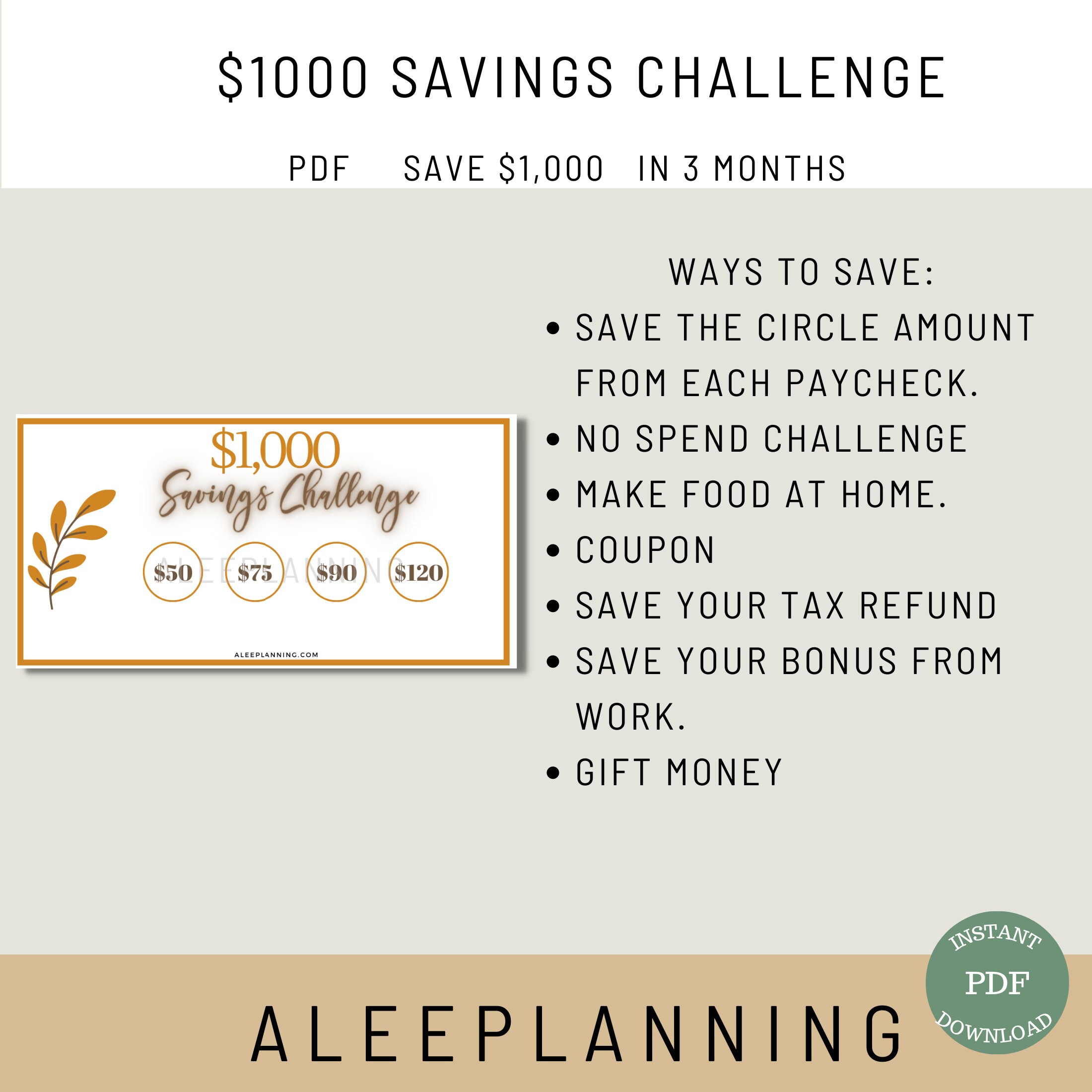 1K Savings Challenge 1000 Savings Tracker 1000 Savings Challenge ...