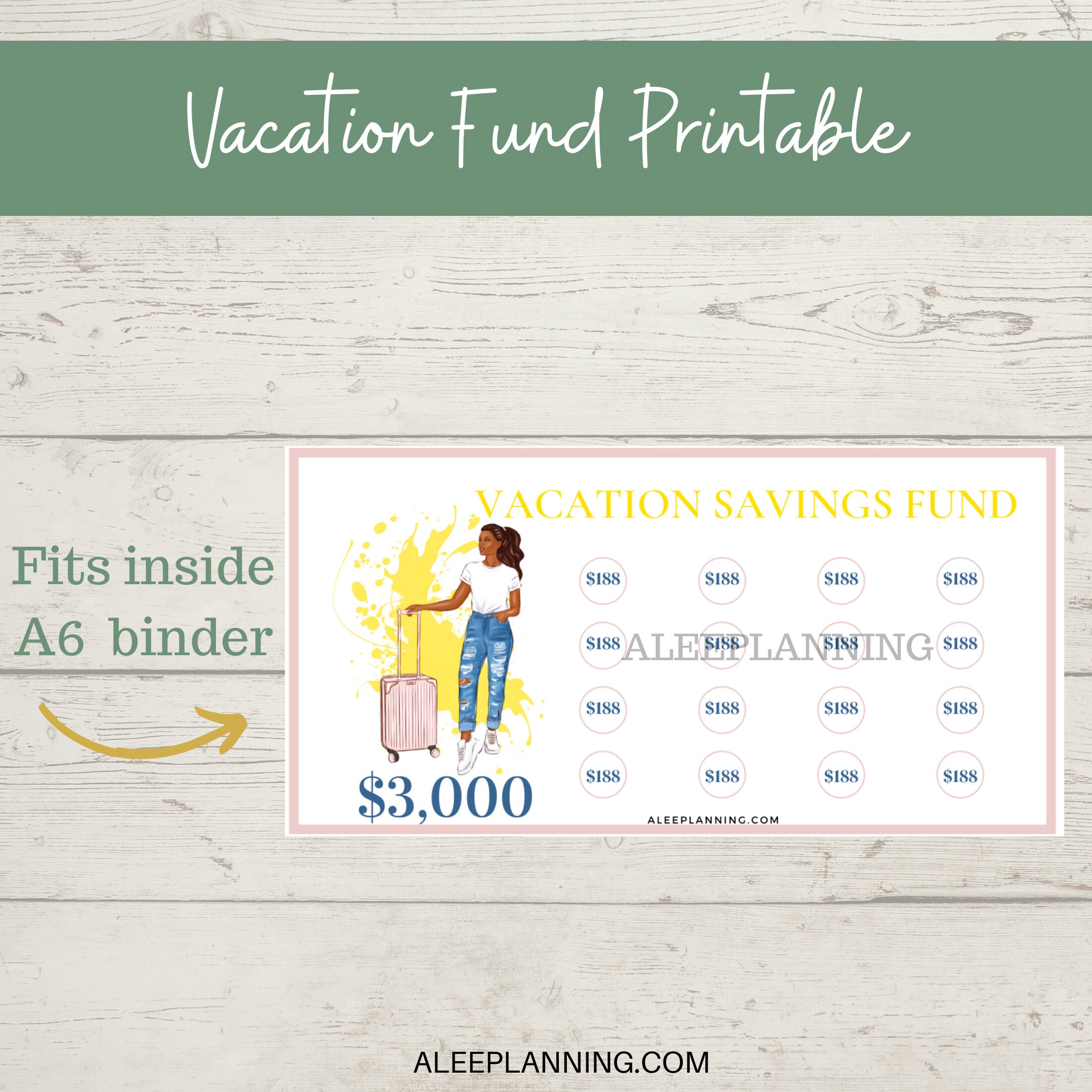 3K Vacation Savings Fund Travel Fund money A6 Bindera6 Savings Tracker ...