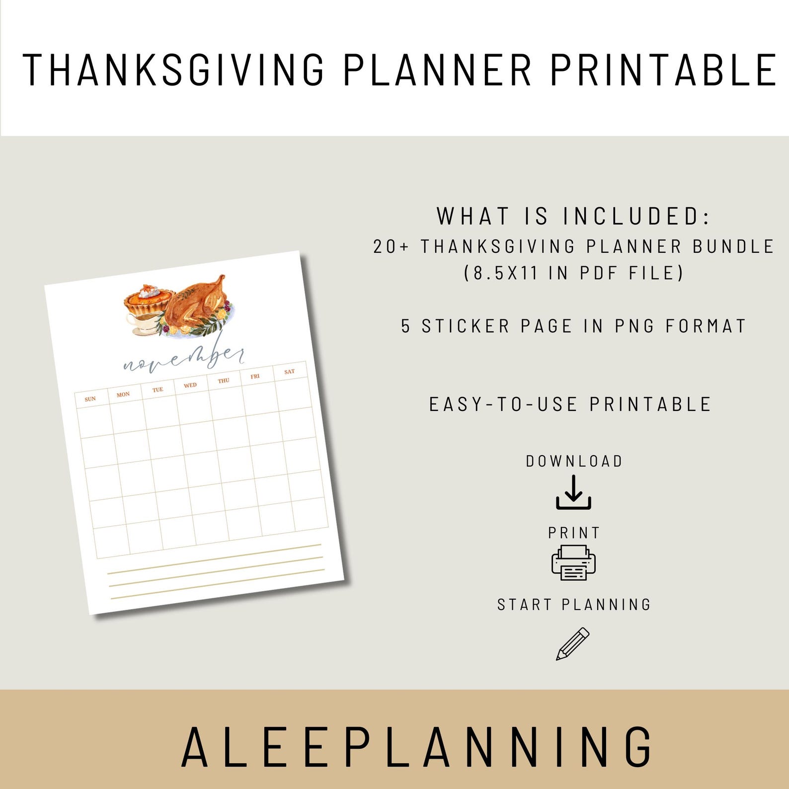 Thanksgiving Planner Bundle: Printable Meal Planning, Budget, Lists ...