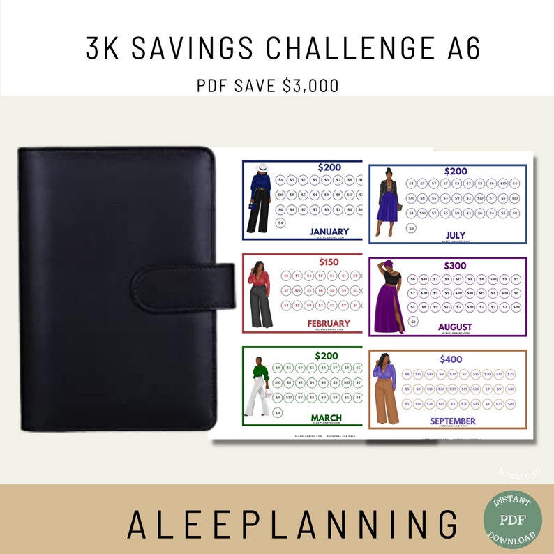 12 Month Savings Challenge Printable 3k |A6 Printable | 3000 Savings ...